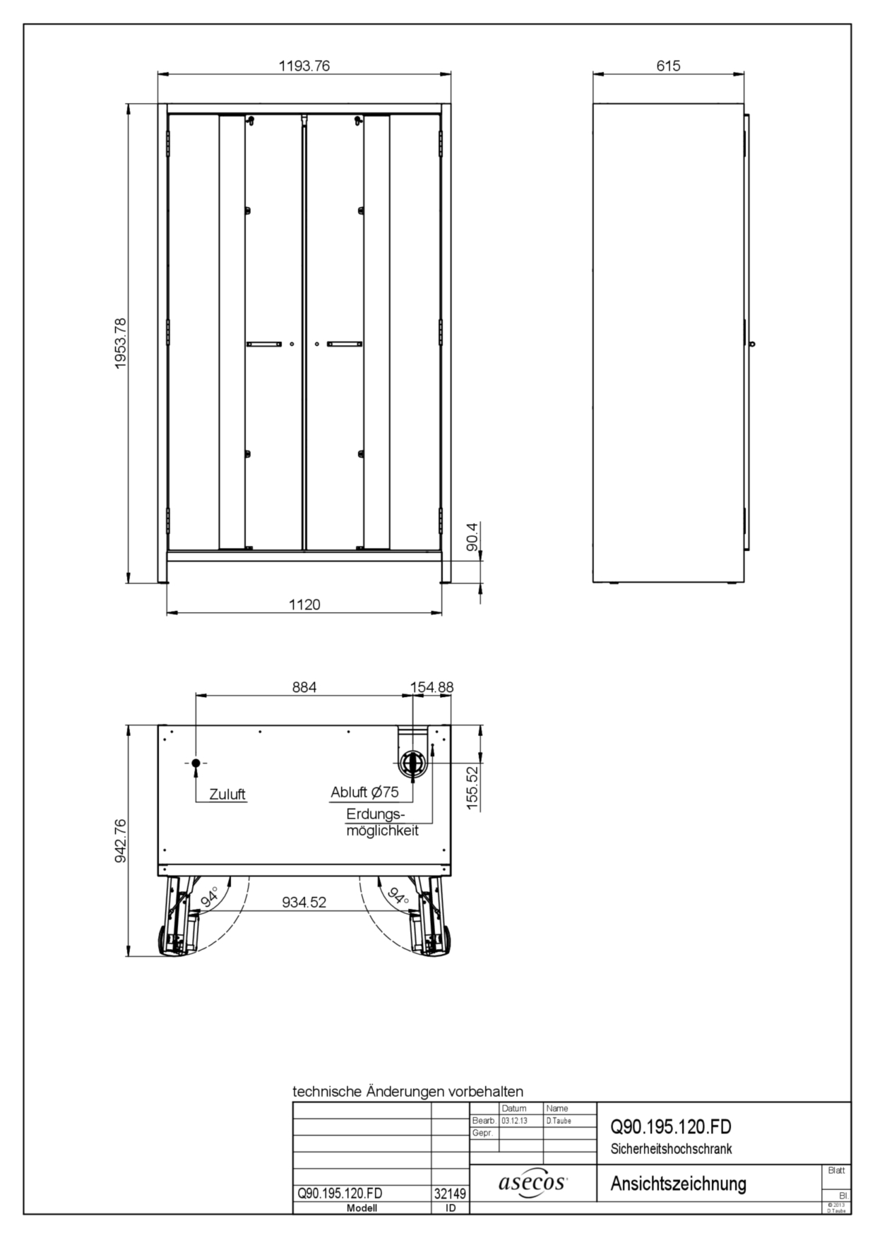 armario seguridad Q90.195.120.FD - 32149-041-30011 - asecos configurador