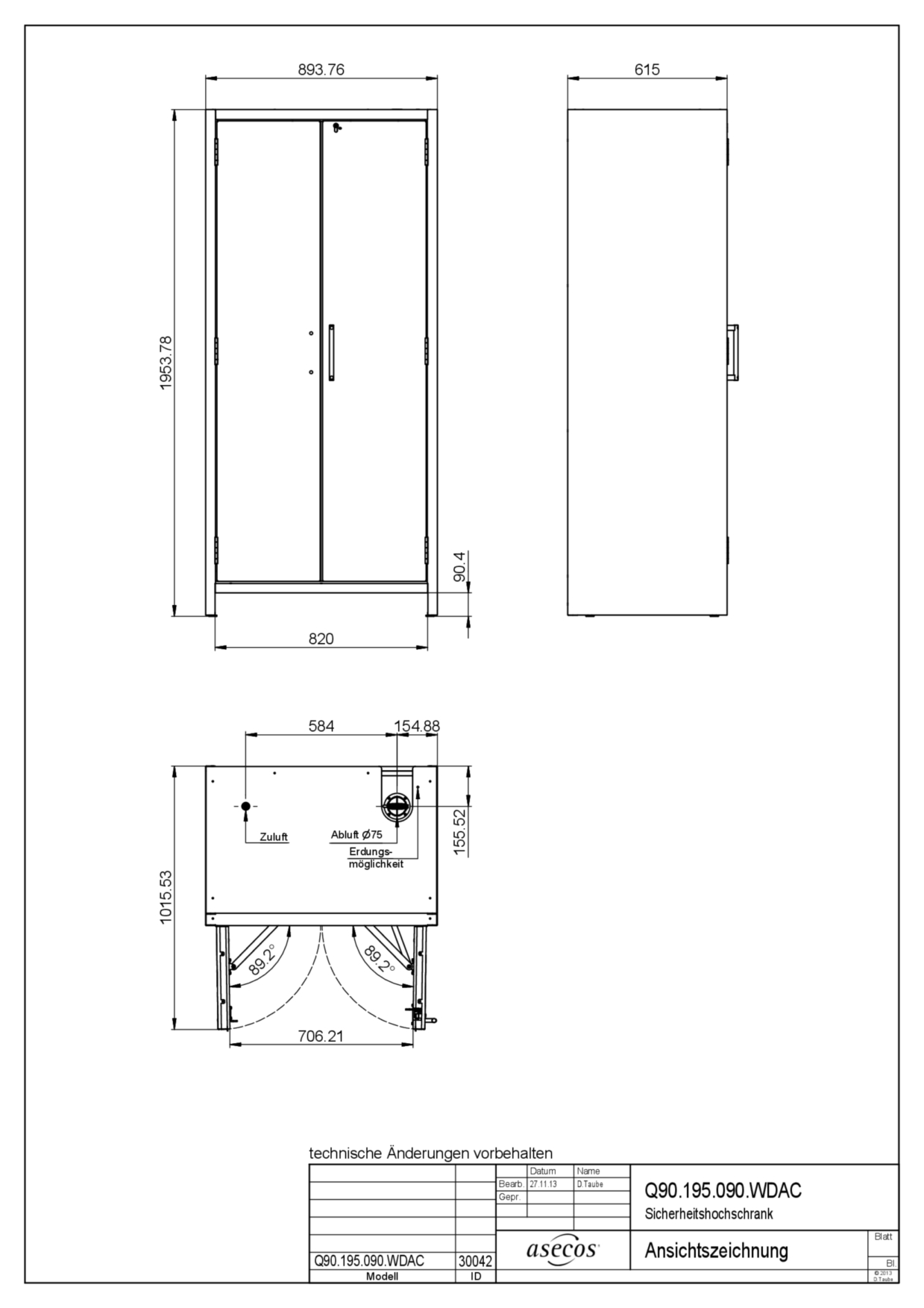 armario seguridad Q90.195.090.WDAC - 30042-041-30052 - asecos configurador